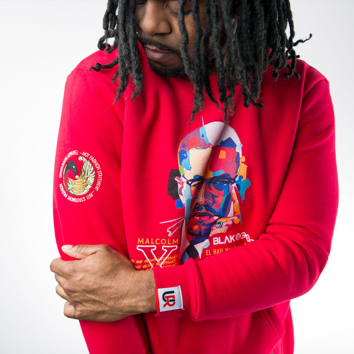 MALCOLM X BLAK ICON - POCKET SWEATSHIRT in Red – UPPER ROOM APPAREL
